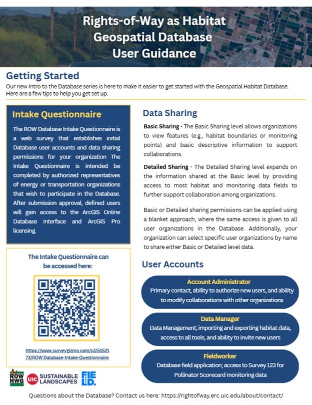 Geospatial Database Guide: Getting Started - Rights-of-Way as Habitat Working Group