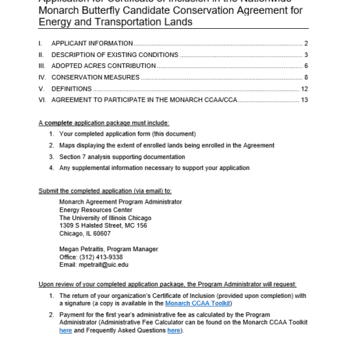 Monarch CCAA Application - Rights-of-Way as Habitat Working Group